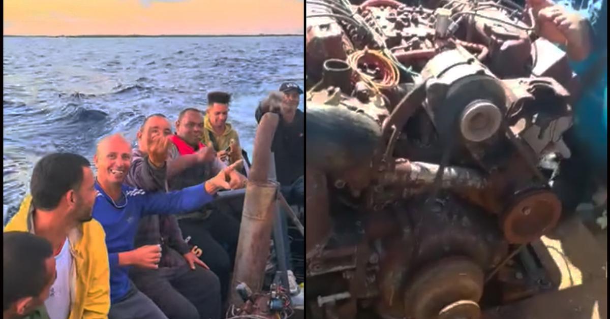 Llegan 20 cubanos a Florida en una balsa con el motor de un camión ruso ...